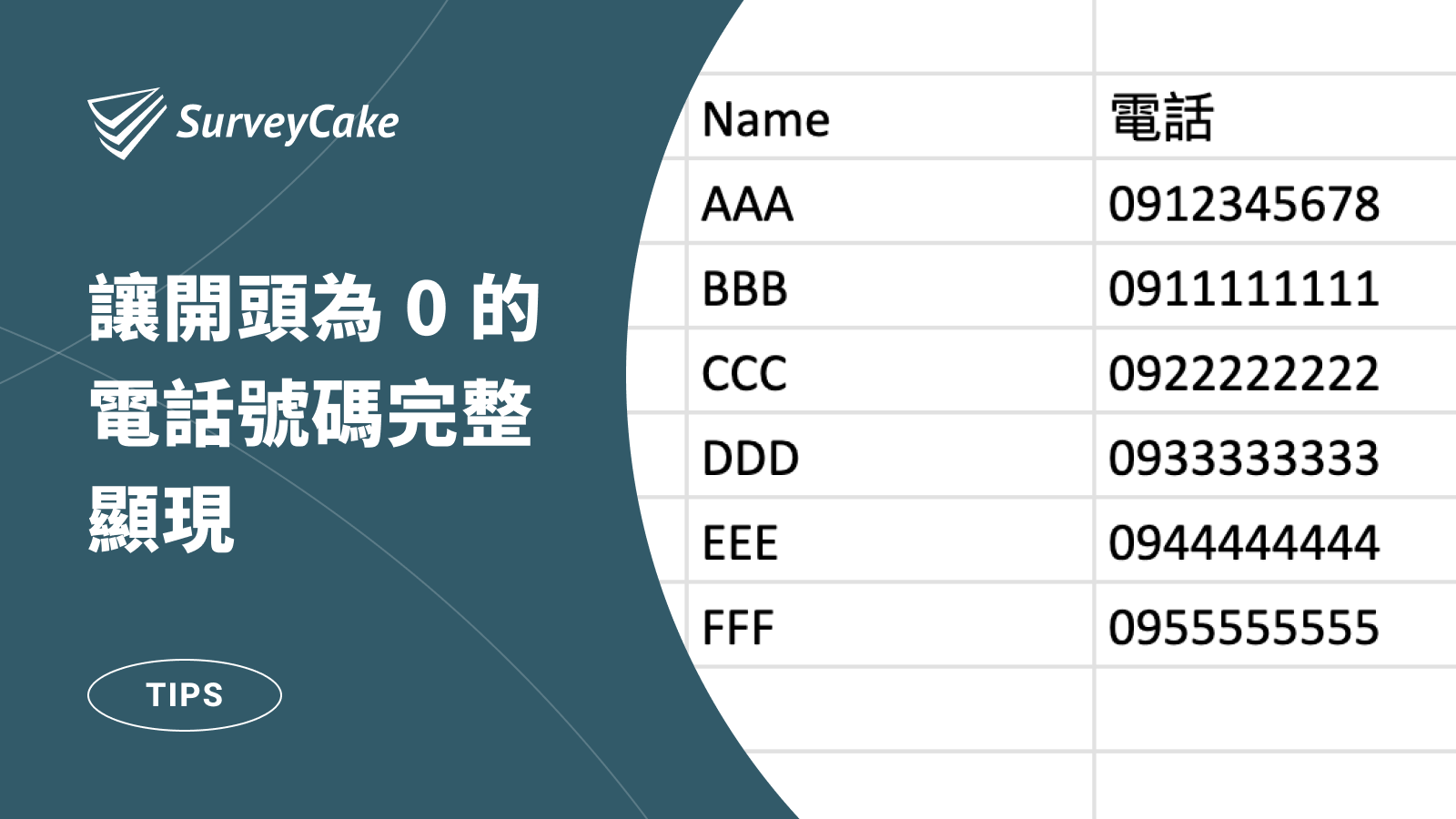 下載 Excel CSV，如何讓開頭為 0 的電話號碼完整顯現 - SurveyCake 部落格